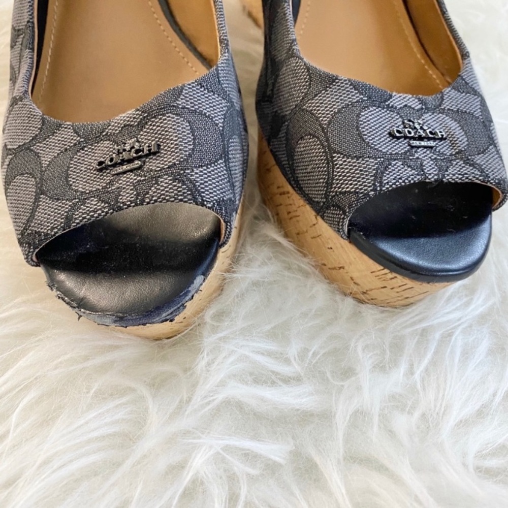 Coach Women’s Signature Ferry Jacquard Cork Wedges - Gem